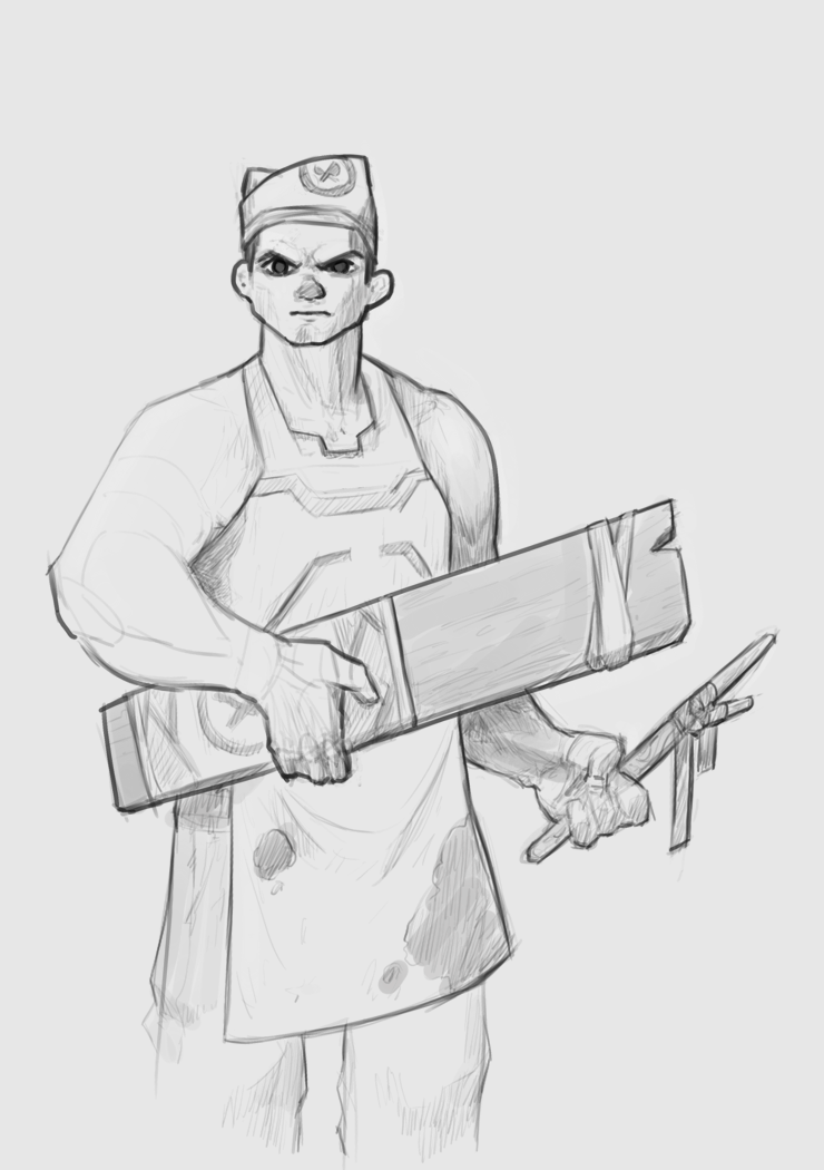 pink - Butcher wield stick